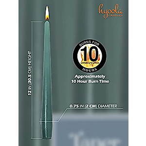 Hyoola Tall Taper Candles - 12 Inch Sage Green Unscented Dripless Taper Candles - 10 Hour Burn Time - 12 Pack
