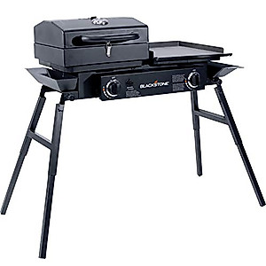 Blackstone Tailgater Stainless Steel 2 Burner Portable Gas Grill and Griddle Combo Total 35,000 BTUs for Indoor or Backyard, Outdoor, Patio, Picnic, Garden Cooking