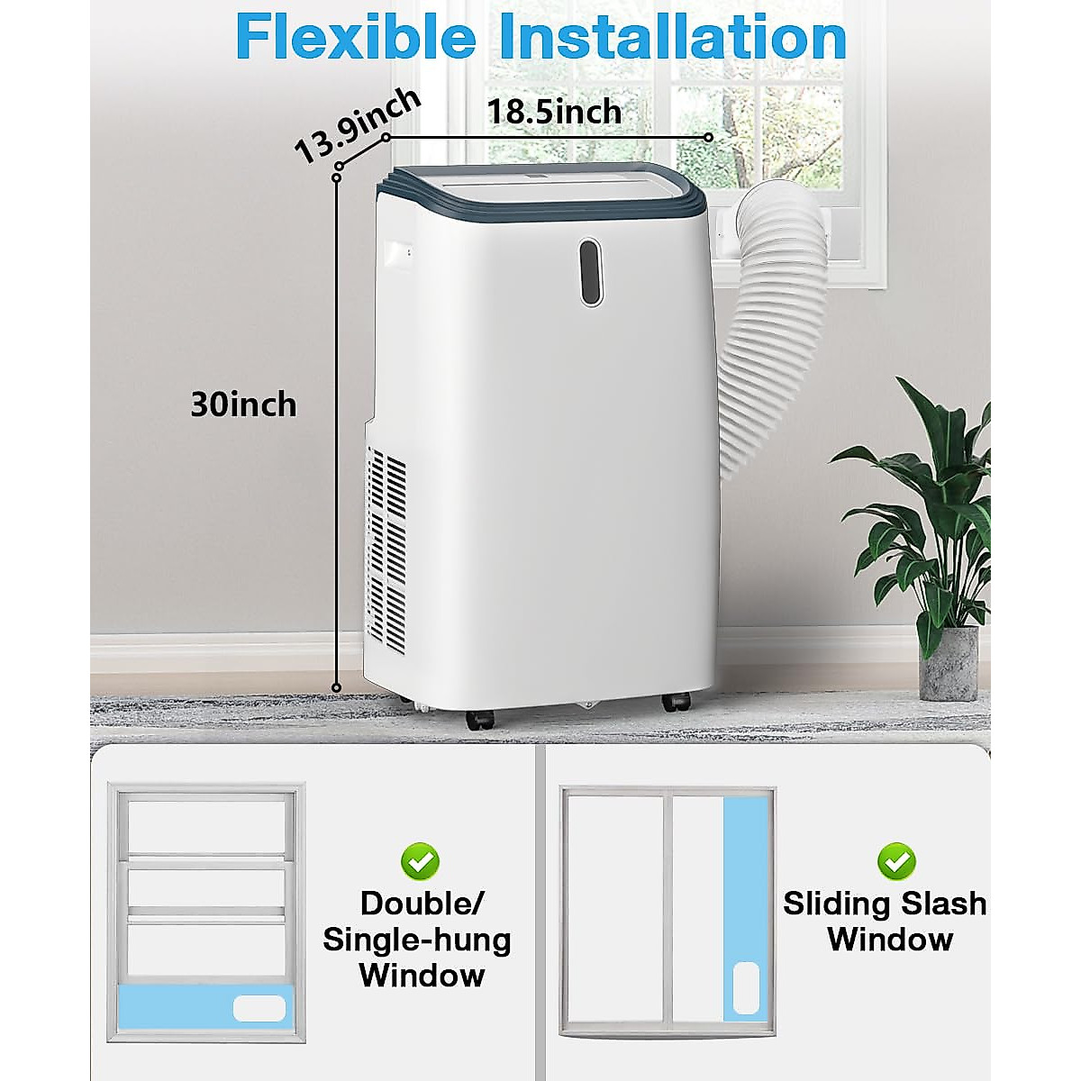 Joy Pebble Portable Air Conditioner 12000 BTU,Portable AC Unit for Room Cools up to 550 Sq.ft,Air Conditioner Portable 3-IN-ONE for Cooling&Dehumidifier&Fan,With Remote Control,24Hrs Timer,3 Fan Speed