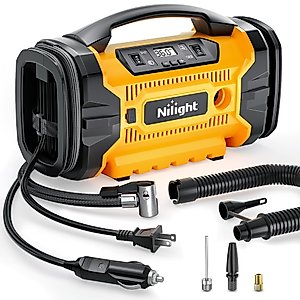 Nilight Portable Air Compressor Tire Inflator AC/DC Dual Power Sources Tire Pump 160PSI Dual Motors Fast Inflate Auto Shutoff Air Pump for Cars&Inflatables Inflation/Deflation,2 Yrs Warranty,12 Volts