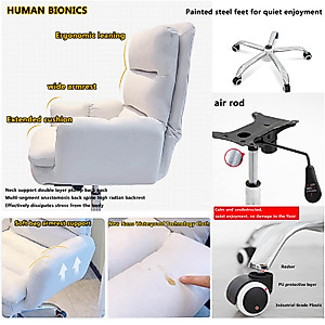 Ergonomic Reclining Office Chair,Retractable Footrest,with 135° Backrest, Executive Swivel Fabric Chair for Office, Home, Study A White