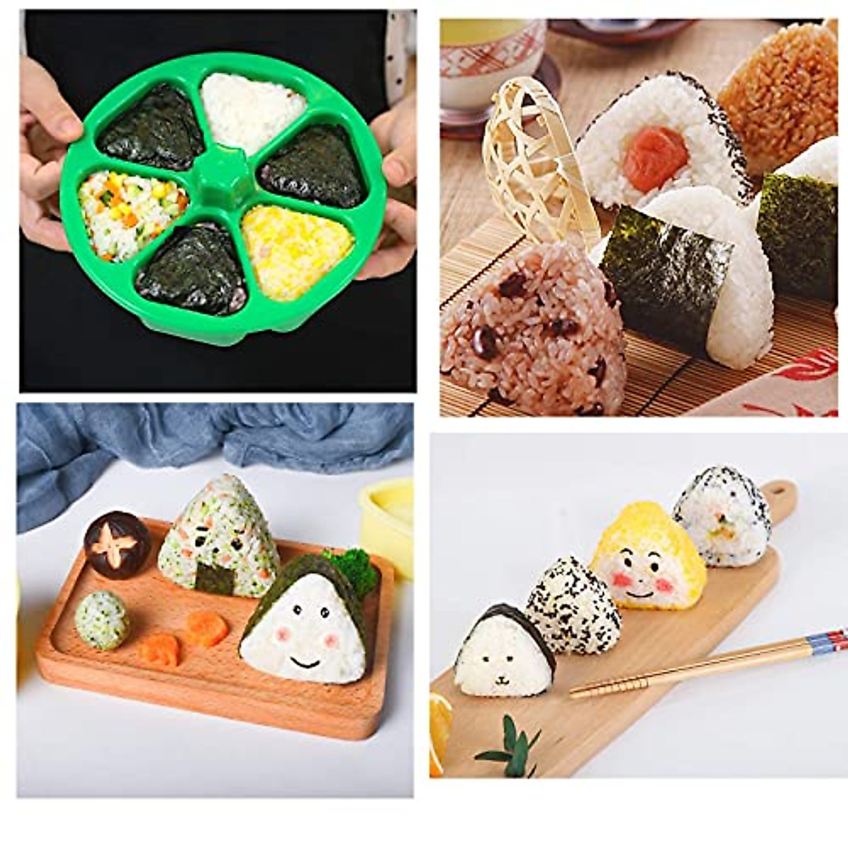 Sunormi 6 Cavity Triangle Sushi Mold Onigiri Rice Ball Press Maker Non-stick Sushi Maker Tools For Seaweed Cilantro Rice Balls