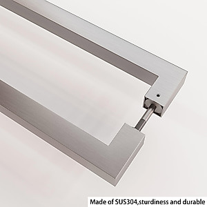 BARNSMITH 24 Inches Barn Door Push Pull Hande,Square Commercial Door Handle Pull Set, Grade-304 Stainless Steel Square Rectangular Shape Entrance Entry Front Handle for Office Store Garage
