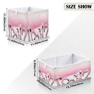 Kigai Flamingo Cube Storage Bins - 11x11x11 in Large Foldable Cubes Organizer Storage Basket for Home Office, Nursery, Shelf, Closet