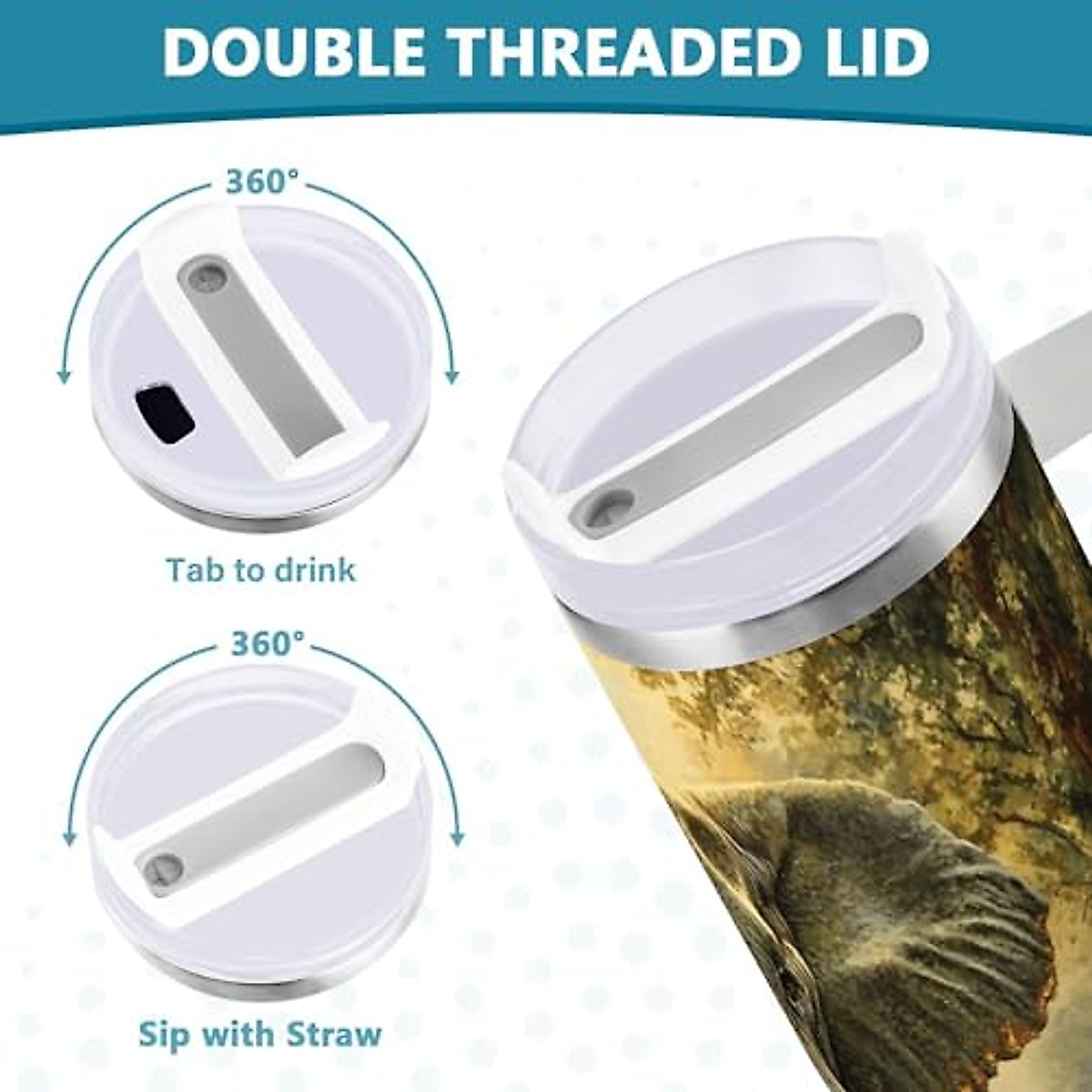 Jihqo Jungle Elephant 40 oz Stainless Steel Vacuum Insulated Tumbler with Handle and Straw Lid, Leakproof Water Bottle Double Wall Travel Mug Coffee Cup, Cupholder Friendly