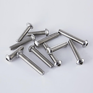 Cicidorai M5-0.8 x 25mm Button Head Socket Cap Bolts Screws, 304 Stainless Steel 18-8, Allen Socket Drive, Full Machine Threads, Quantity 50