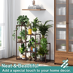 Bamboo Plant Stand Indoor Plants Multiple Plant Stands Wood Outdoor Tiered Plant Shelf for Multiple Plants, 7 Potted Ladder Plant Holder Table Plant Pot Stand for Window Garden Balcony Living Room
