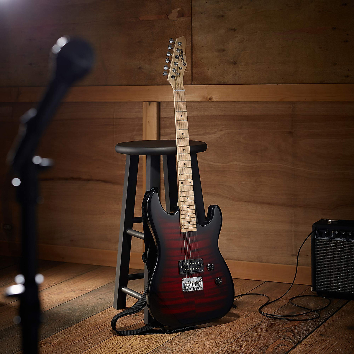 Ashthorpe 39-Inch Full-Size Electric Guitar with Humbucker Pickup (Red), Guitar Kit with Padded Gig Bag, Strap, Strings, Cable, Cloth, Picks