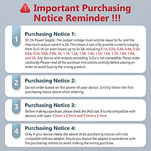 Waysse 5V 2A Power Adapter, 5V 2A Power Supply Adapter, 5V 2A AC Adapter 100V-240V AC Power Adapter Wall Charger for TV Box, Camera, Speaker,Router & More DC 5V Devices