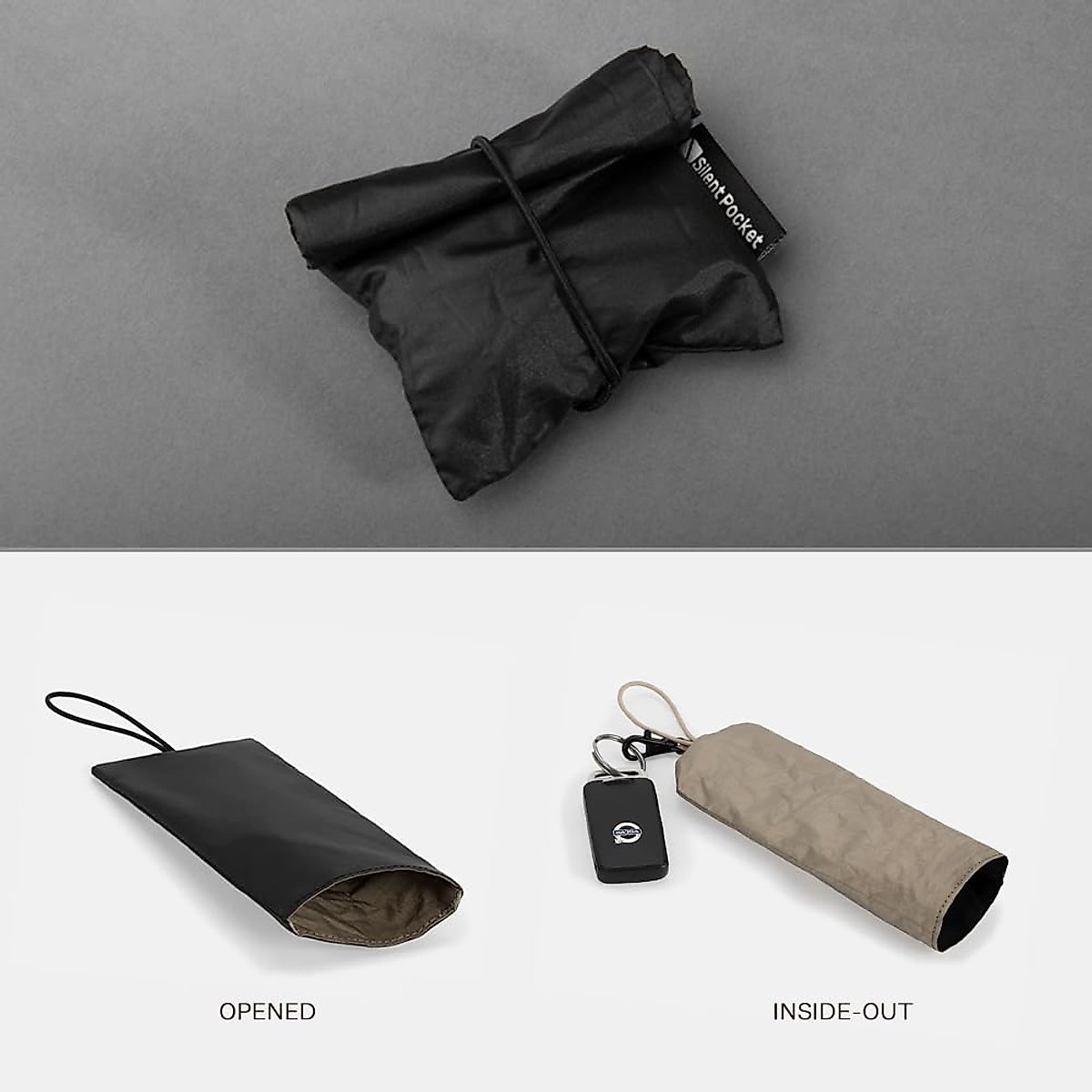 SLNT Flexible Key Fob Guard with Silent Pocket - Car Anti Theft Device Shields Against All Signal Types, Includes RFID, NFC Blocking & Faraday Bag - Fits Most Keyfobs, Portable & Attaches to Keychain