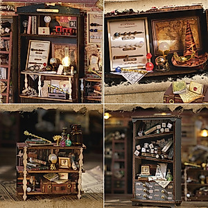 Spilay DIY Miniature Dollhouse Wooden Furniture Kit,Handmade Mini Modern Model Plus with Dust Cover & LED,1:24 Scale Creative Doll House for Lover Friend Gift (Magic House)