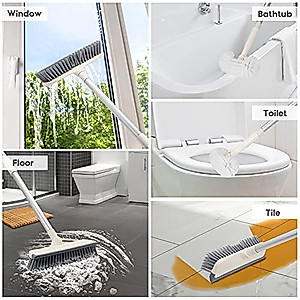 RMAI Floor Scrub Brush with Long Handle, Floor Brush Scrubber, Shower Cleaning Brush for Deck, Bathroom, Tub, Tile, Grout, Kitchen, Wall, Swimming Pool, Patio, Garages