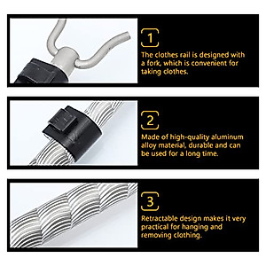 Yardwe Closet Pole with Utility Hook 50.4 Long Reach Stick Retractable Reach Stick Closet Pole Telescoping Long Pole for Clothes, Shutters, Closet, Curtain, Shelf, Ceiling, Silver