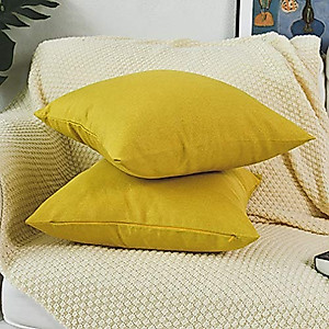 PSDWETS Set of 2 Outdoor Waterproof Linen Pillow Covers Home Decorations Square Garden Cushion Cases Throw Pillow Covers for Patio Couch Sofa 20 x 20 Inch Yellow
