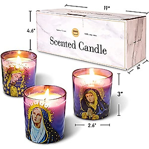 Petristrike Prayer Candles, Devotional Candles, Virgin of Mary Saints Religions Decoration, Rosemary Scented Votive Candles for Prayer Altar, Mantle, Church - Set of 3