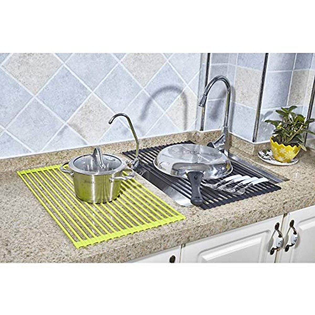 True & Tidy, Multi-Purpose Over The Sink Roll-Up Drying Rack, DR-881, Lime