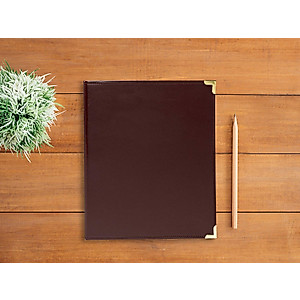 Hemingway Classic Collection Executive Presentation 3 Ring Binder, Round Ring 1 Inch Capacity with Brass Ring Metal and Brass Corners (Brown)
