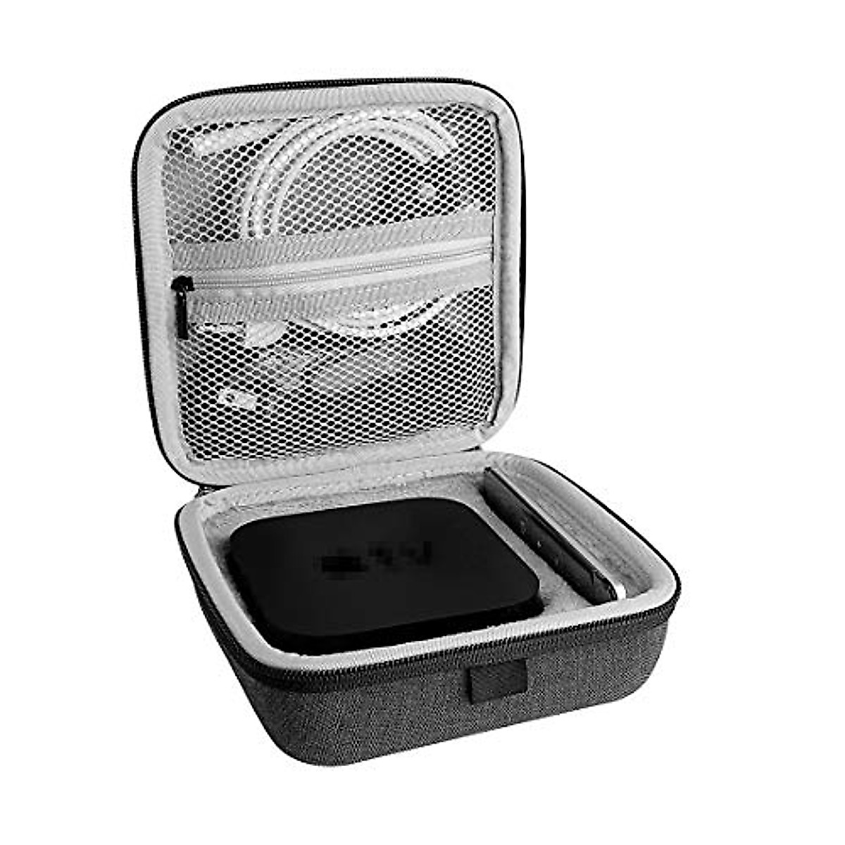 Geekria UltraShell Case Compatible with Apple TV 5th Generation (32GB / 64GB) Case, Replacement Hard Shell Travel Carrying Bag with Room for Remote Controllers and Accessories (Grey)