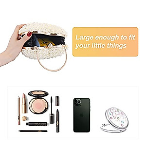 MANACUBE Women Beaded Evening Bags Vintage Pearl Heart Clutch Bag Elegant Purse with Detachable Chain for Wedding Party,Golden