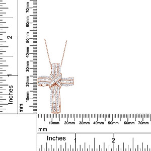 AFFY Infinity Cross Pendant Necklace, 1.00 Carat White Natural Diamond Religious Jewelry Gift For Women & Men in 14k Rose Gold Over Sterling Silver (1 Ctw)