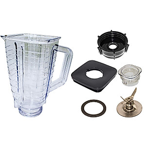 Blendin Replacement 40 Ounce -5 Cup- Square Top Plastic Blender Jar Set, Blender Cup Compatible with Oster and Osterizer Blenders, Complete Replacement Part Refresh Kit