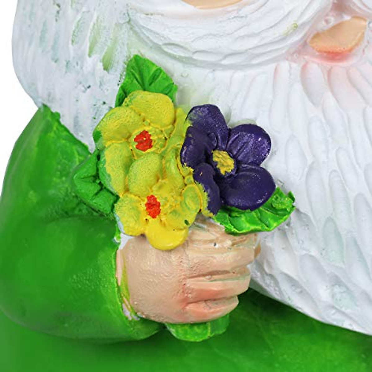 Exhart Solar Green Woodland Garden Gnome Statue, LED Hat, Durable Resin, Cute Yard Décor, 5”x5 x11