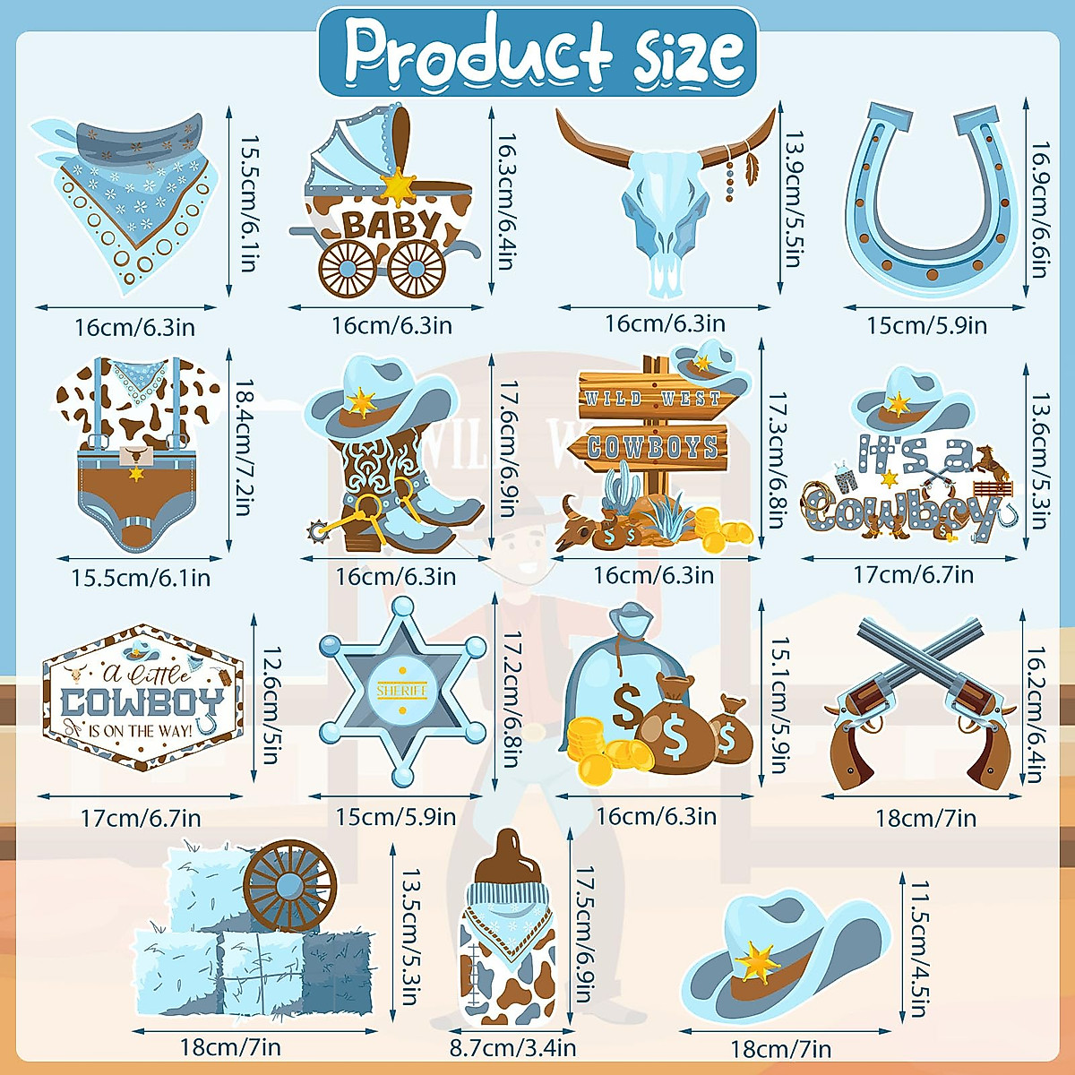 36Pcs Cowboy Baby Shower Themed Party Hanging Swirl Wild Western Birthday Decor Cowboy Themed Party Swirls Streamers Supplies for Boys Baby Shower Ceiling Decorations