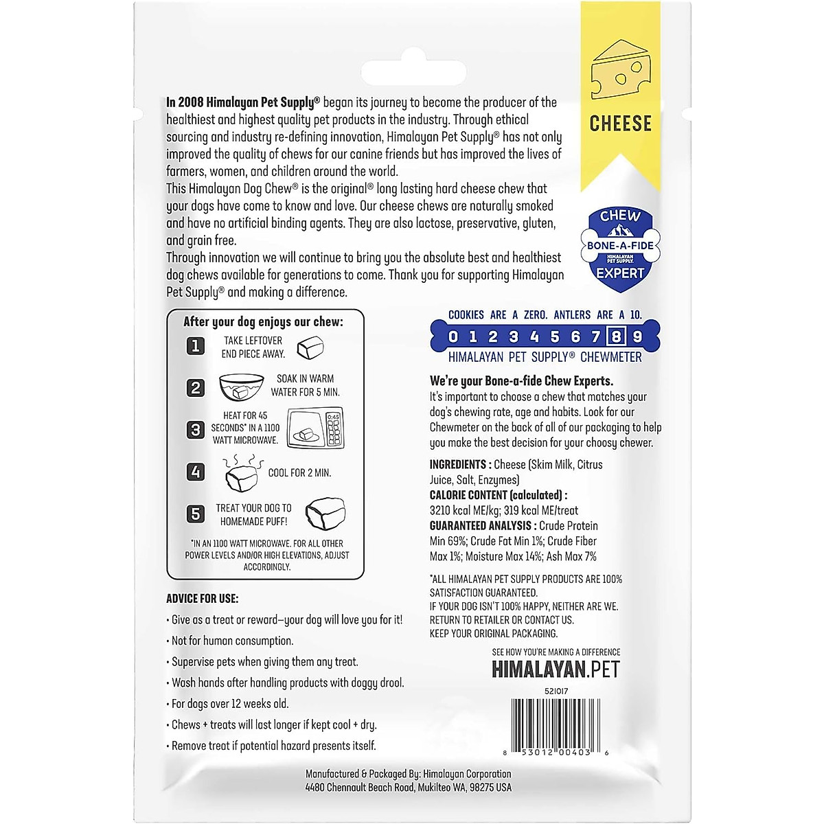 Himalayan Dog Chew Original Yak Cheese Dog Chews, 100% Natural, Long Lasting, Gluten Free, Healthy & Safe Dog Treats, Lactose & Grain Free, Protein Rich, Mixed Sizes, 2 Sticks (521139)