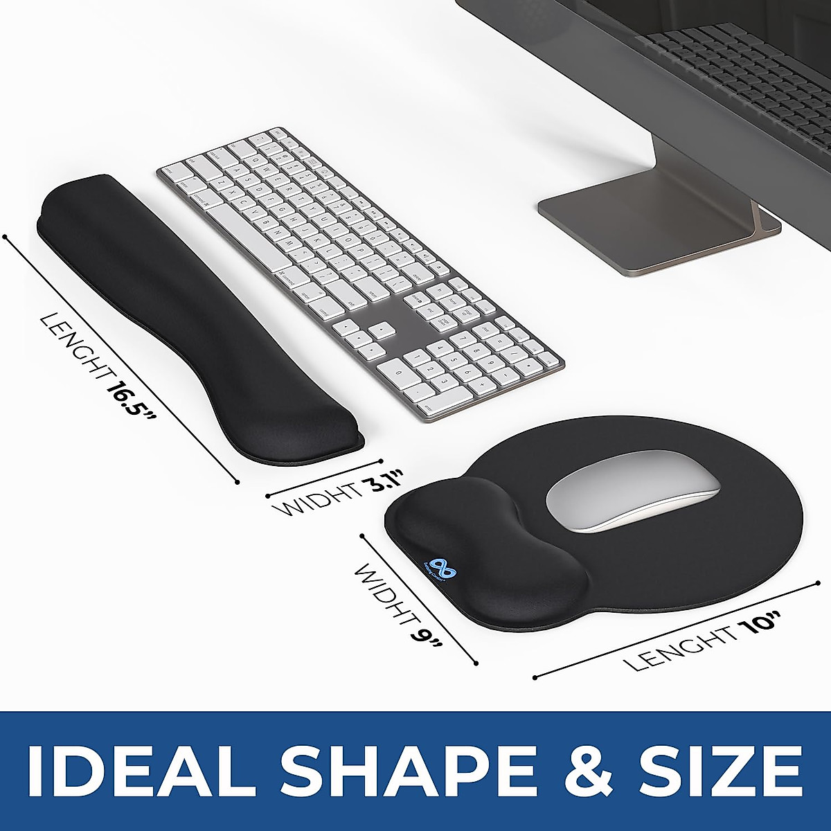 Everlasting Comfort Mouse Pad with Wrist Support - Includes Keyboard Wrist Rest - Ergonomic Memory Foam Desk Cushion for Carpal Tunnel - Computer, Laptop, Typing and Gaming Accessories