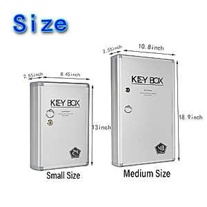ZORVIDSON Key Lock Box Wall-Mounted,Key Cabinets 24 Key Hooks 8.45 * 2.55 * 13Inch Security Key Storage Box Locking Key Cabinet