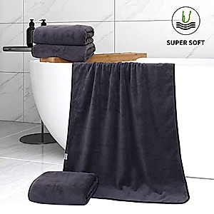Cosy Family Microfiber 4 Pack Bath Towel Set, Lightweight and Quick Drying, Ultra Soft Highly Absorbent Towels for Bathroom, Gym, Hotel, Beach and Spa (Dark Grey)