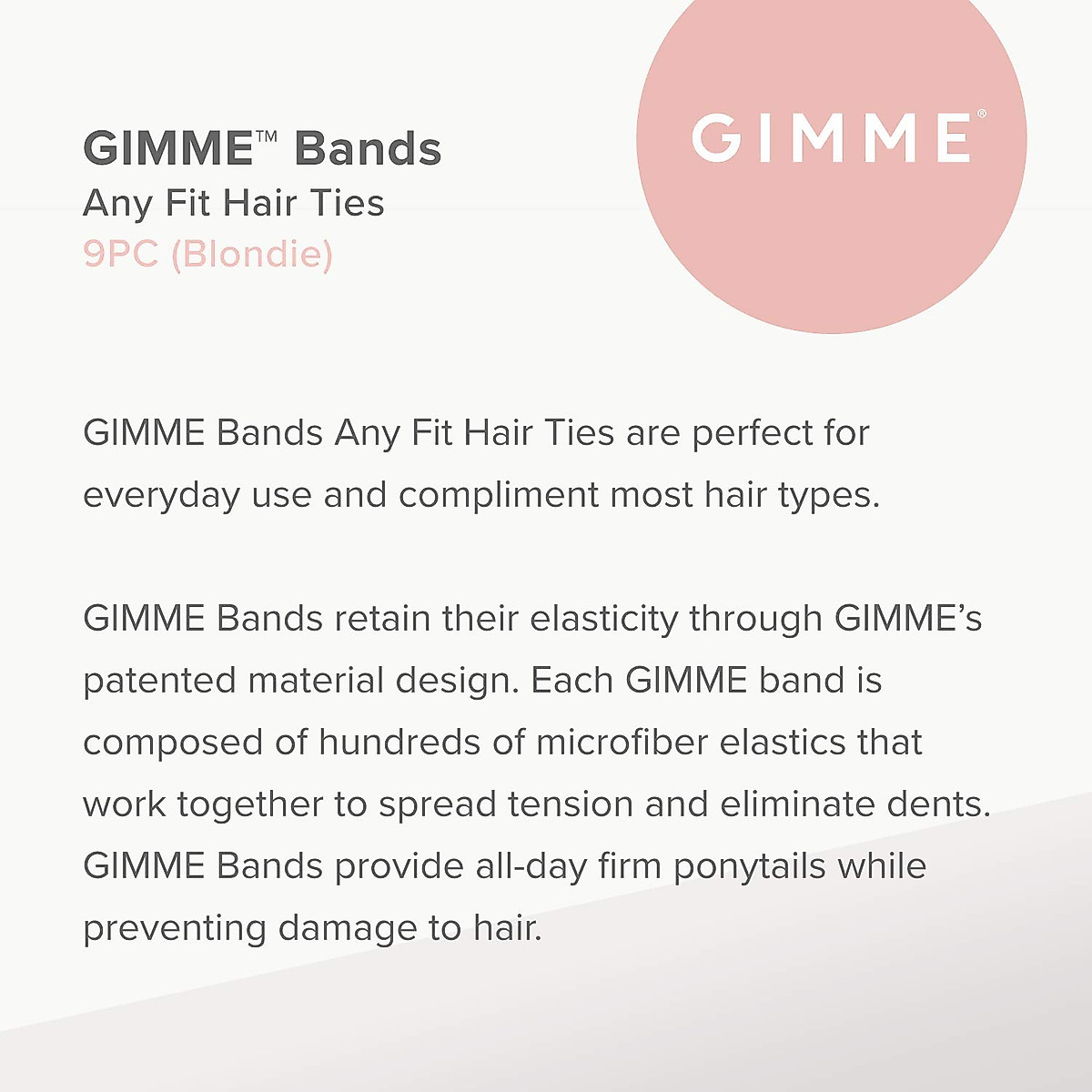 Gimme Beauty - Any Fit No Damage Hair Ties - Blondie - Seamless Microfiber Hair Elastic - Hair Accessories With All Day Hold - No Snagging, Dents, or Breakage Hair Tie Pack (9 Count)