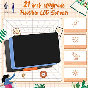 21 Inch LCD Writing Tablet for Kids Erasable Doodle Board Drawing Tablet with Lock Reusable Large Doodle Pad Writing Board with Pen Slots for 3-12 Year Old Kids Adults Home School