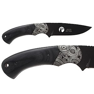Elk Ridge 8.3" Pakkawood Handle Fixed Stainless Steel Blade Hunting Knife ER-200-09BR Laser Engraved by NDZ Performance in Red - Skull Biohazard 1