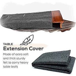Dining Table Leaf Storage Bag Ultra Soft and Thick Premium Quality Felt Secure 36 x 61"