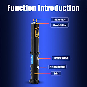 Electric Shock Pleasure Electric Shock with Torch BDSM SM G spot Clitoris Labia Shocker Wand Nipples Electrical Toy Estim Sex Toys Electric Shock Wand Prostate Sex Massager(Black)