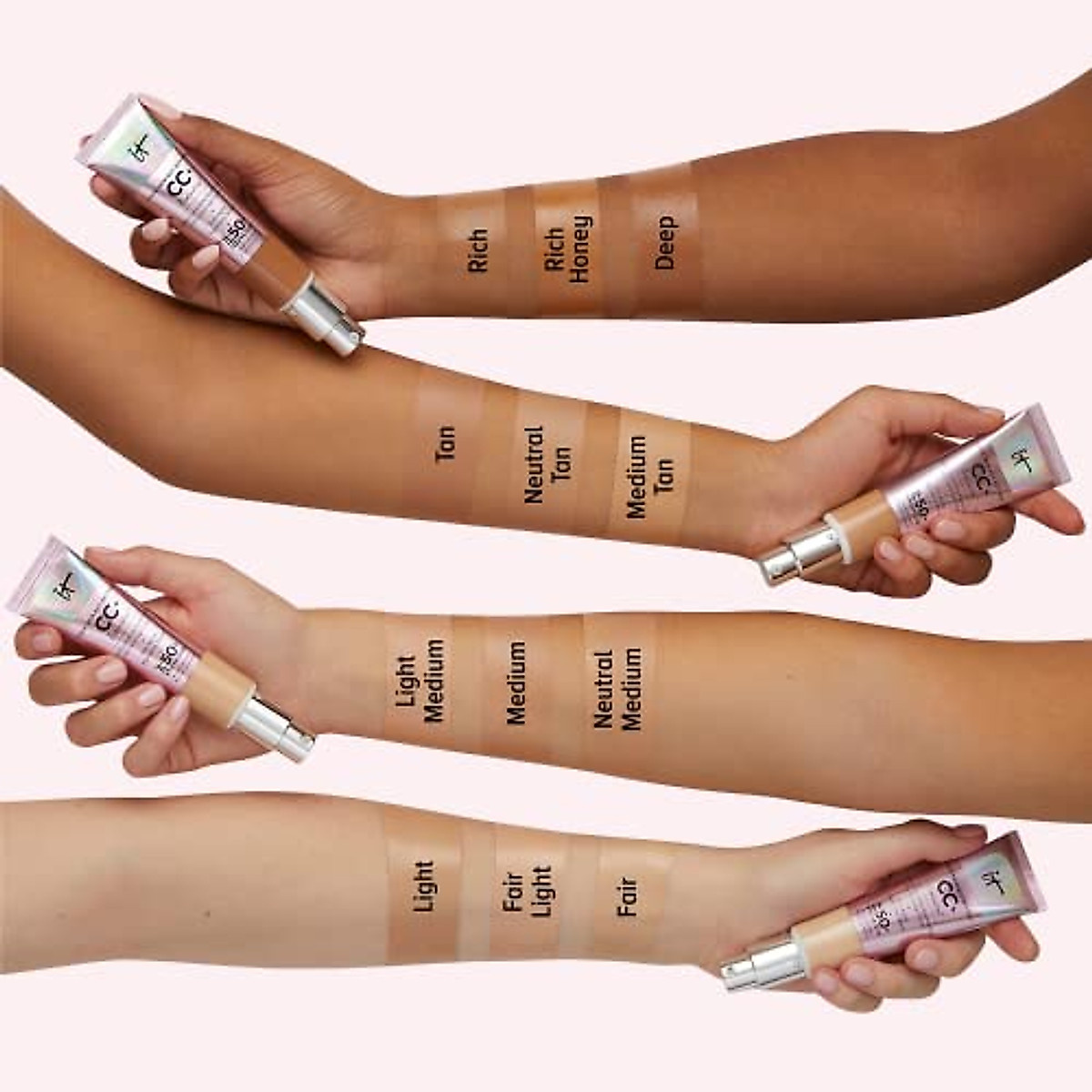 IT Cosmetics CC+ Cream Illumination, Light (W) - Color Correcting Cream, Full-Coverage Foundation, Hydrating Serum & SPF 50+ Sunscreen - Radiant Finish - 1.08 fl oz