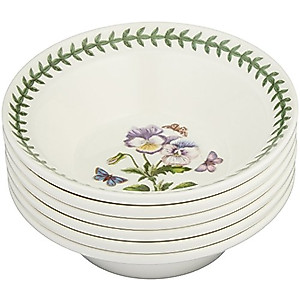 Portmeirion Botanic Garden Soup Bowl | Set of 6 Bowls with Assorted Motifs | 6.5 Inch | Made from Fine Earthenware | Microwave and Dishwasher Safe | Made in England
