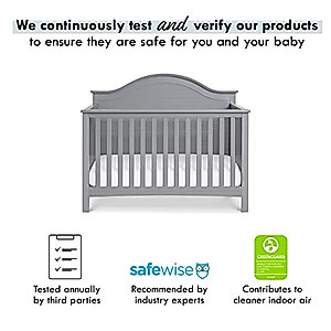 Carter's by DaVinci Nolan 4-in-1 Convertible Crib in Grey, Greenguard Gold Certified, 1 Count (Pack of 1)