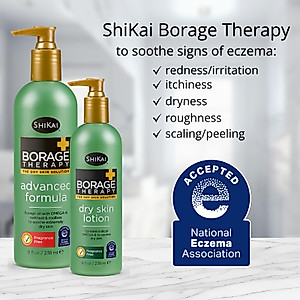 ShiKai Borage Therapy Dry Skin Lotion Moisturizer (16oz, Pack of 2) Unscented Skincare | Hydrating Lotion for Eczema, Dry Hands & Body | With Oatmeal, Shea