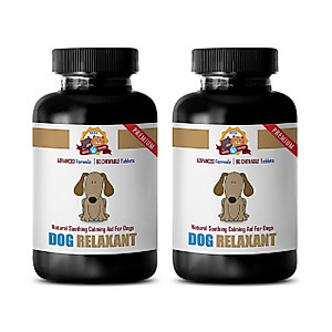 PETS HEALTH SOLUTION Dog Calming aid for Travel - Premium Relaxant for Dogs - Amazing Calming AID - Natural Formula - Treat - Dog Calming Pills Natural - 180 Treats (2 Bottle)