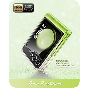 i-Blason Cosmo for Samsung Galaxy Z Flip 5 Case [Hinge Protection] [Built-in Front Screen Protector] [Support Wireless Charging] Slim Stylish Protective Phone Case for Galaxy Z Flip 5 (Green)