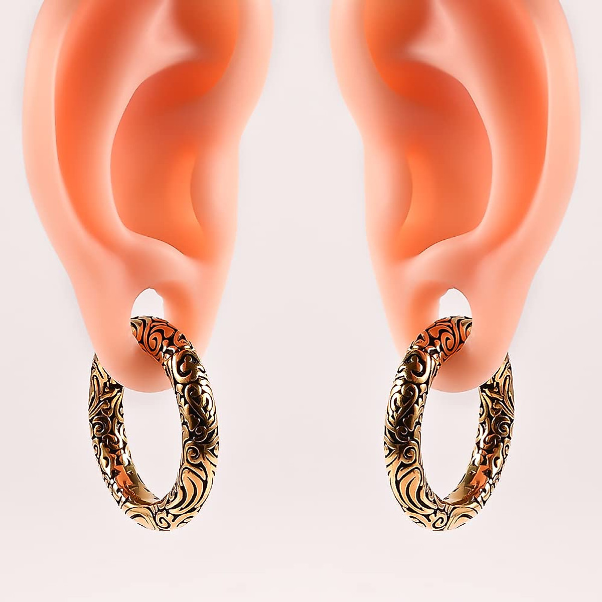 Atomhole 2PCS Cool Ear Weights Hangers 316 Stainless Steel Circular Ear Gauges Hypoallergenic Ear Tunnels Plugs for Stretching Expander Piercing Body Jewelry