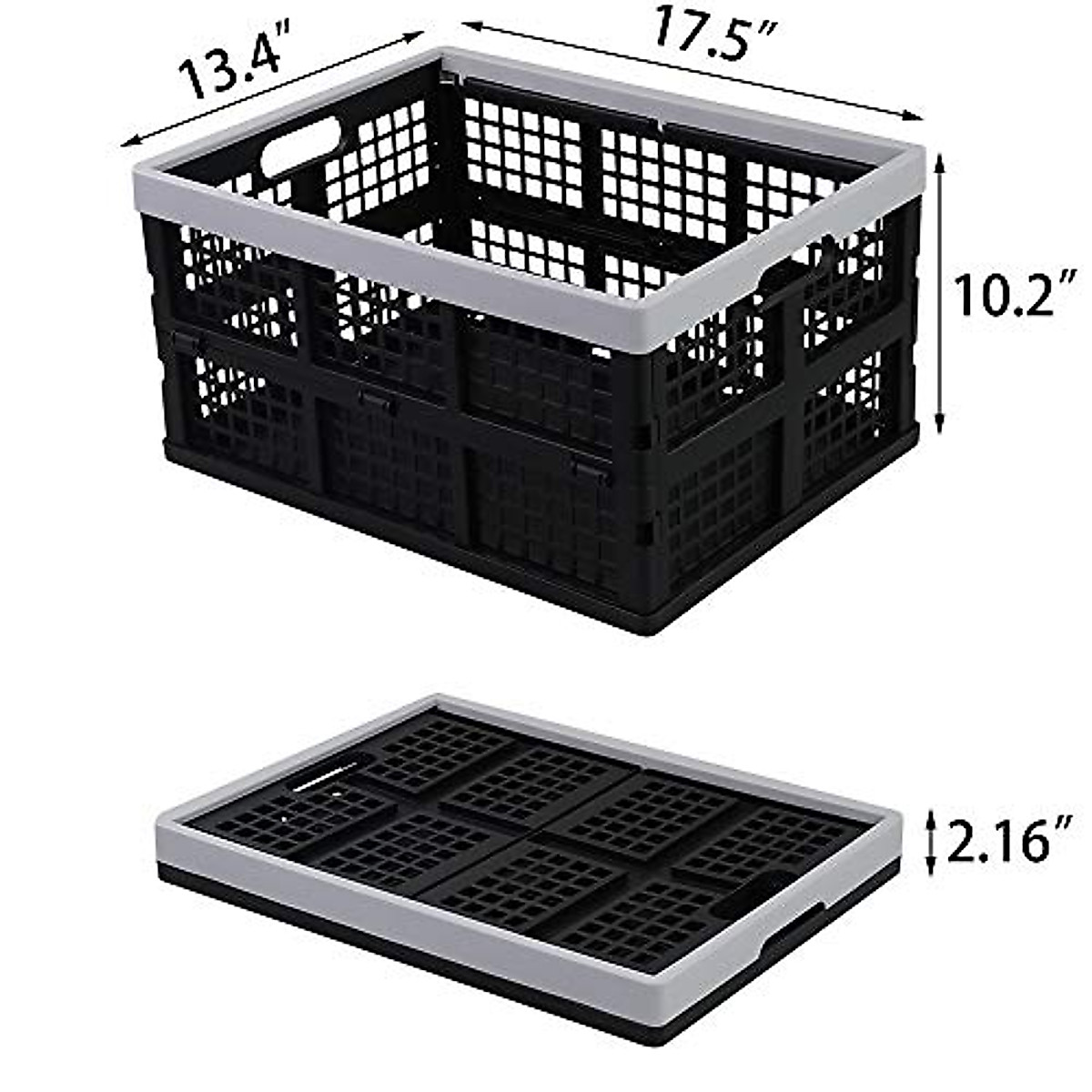 CadineUS 3 Packs 32 Quart Folding Collapsible Crates, Folding Storage Bin