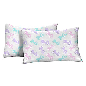 Kids Rule 3-Piece Candy Unicorn Sheet Set for Girls & Kids - 1 Twin Flat Sheet, 1 Twin Fitted Sheet & 1 Queen Pillowcase, Soft Brushed Microfiber Polyester Bed Sheet, Smooth & Durable