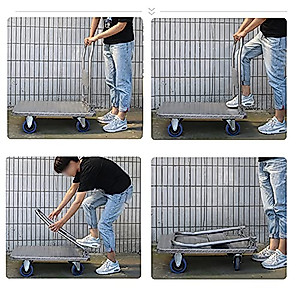 Cart Metal Platform Truck with 360 Degree Swivel Wheels and Foldable Handle for Iron Items Transport Large Load Capacity Push Cart Platform Truck Cart (Size : 70 * 50)