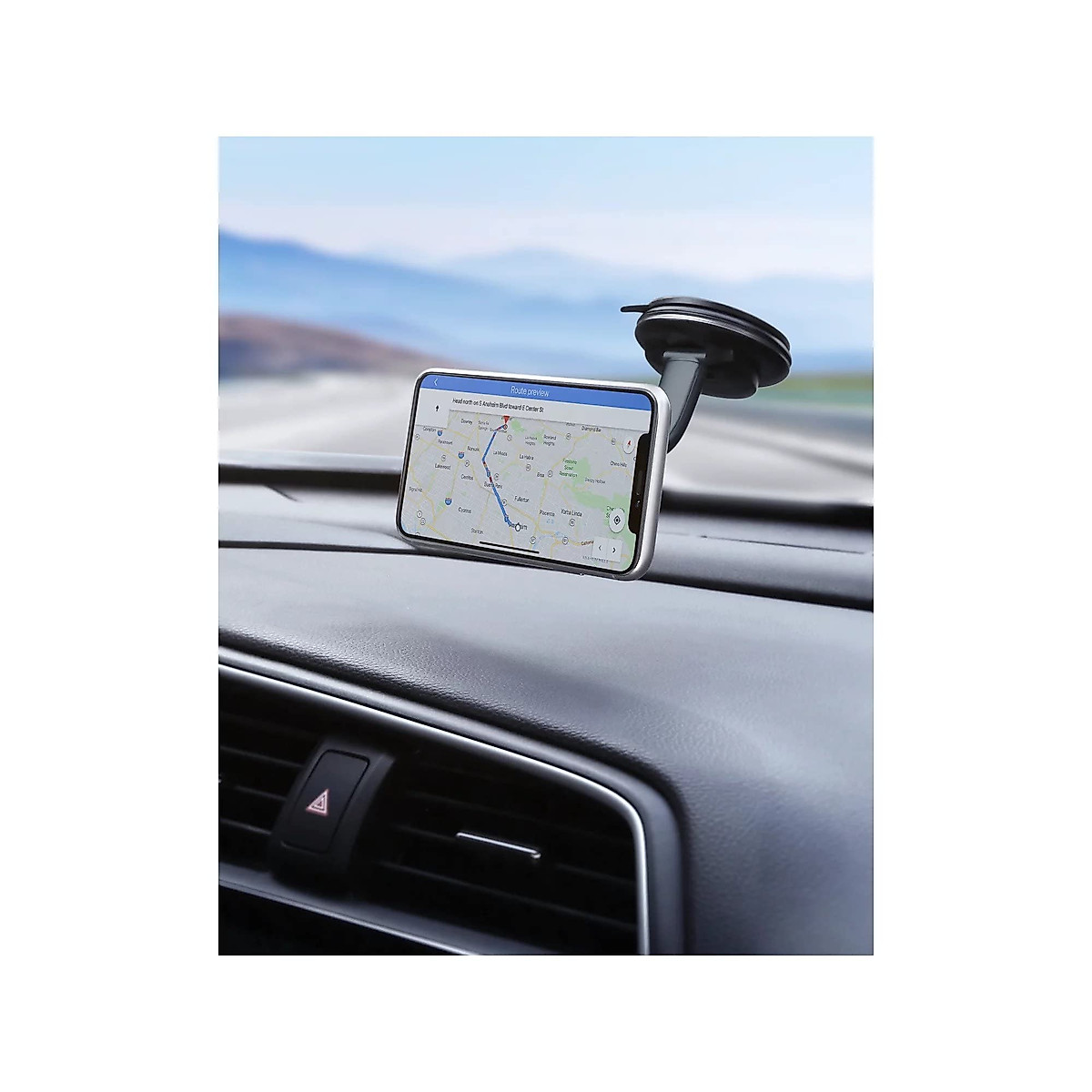 Car Phone Holder for Car 360 Degrees, Phone Mount HD C49, Gray (Black)
