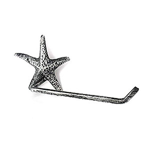 Antique Silver Cast Iron Starfish Hand Towel Holder 10"