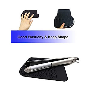Heat Resistant Mat for Curling Iron, Flat Irons and Hair Straightener Hair Styling Tools 9" x 6.5", Food Grade Silicone, Black