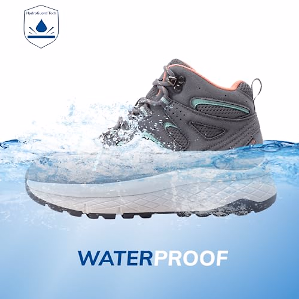 ANJOUFEMME Hiking Boots Women Waterproof Lightweight Outdoor Trekking Camping Trail Grey Hiking Boots Winter Ankel Hiking Boots